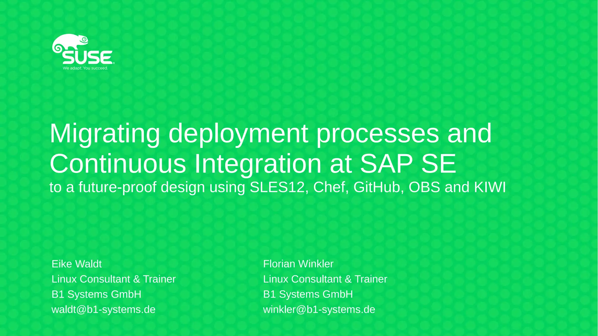 Migrating deployment processes and Continuous Integration at SAP SE | PDF | Cloud Computing ...