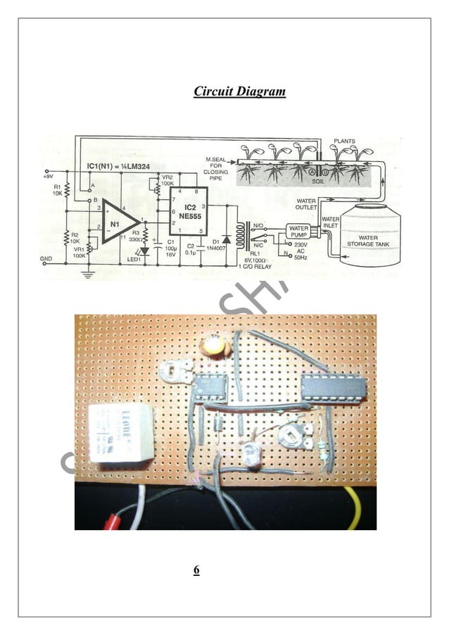 Automatic Plant Irrigator -Mini Project ECE(without micro controller) | PDF