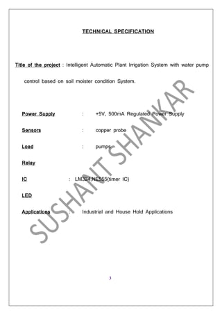 Automatic Plant Irrigator -Mini Project ECE(without micro controller) | PDF