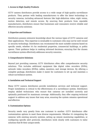 Reasons Why CCTV Camera Distributors are Essential for Security | PDF