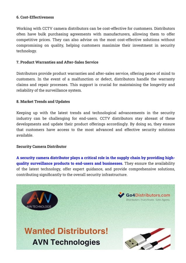 Reasons Why CCTV Camera Distributors are Essential for Security | PDF
