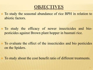 efficacy of insecticides and biopesticides against Rice BPH | PPTX