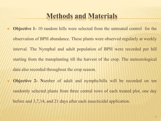 efficacy of insecticides and biopesticides against Rice BPH | PPTX