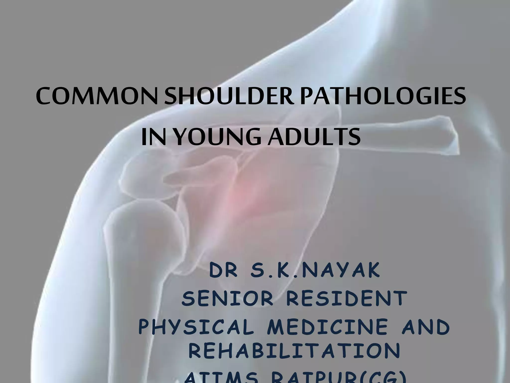 SHOULDER PATHOLOGIES IN YOUNG ACTIVE PERSONS | PPTX