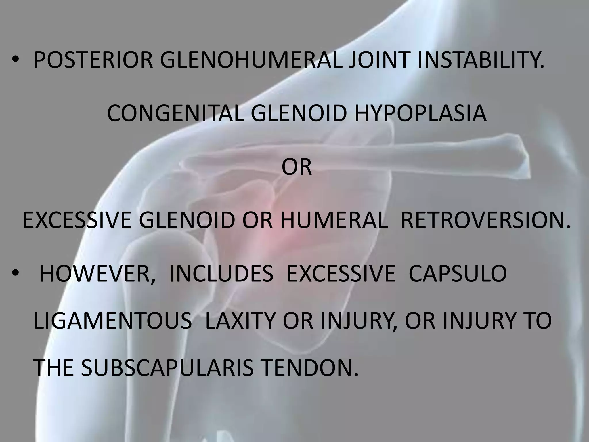 SHOULDER PATHOLOGIES IN YOUNG ACTIVE PERSONS | PPTX