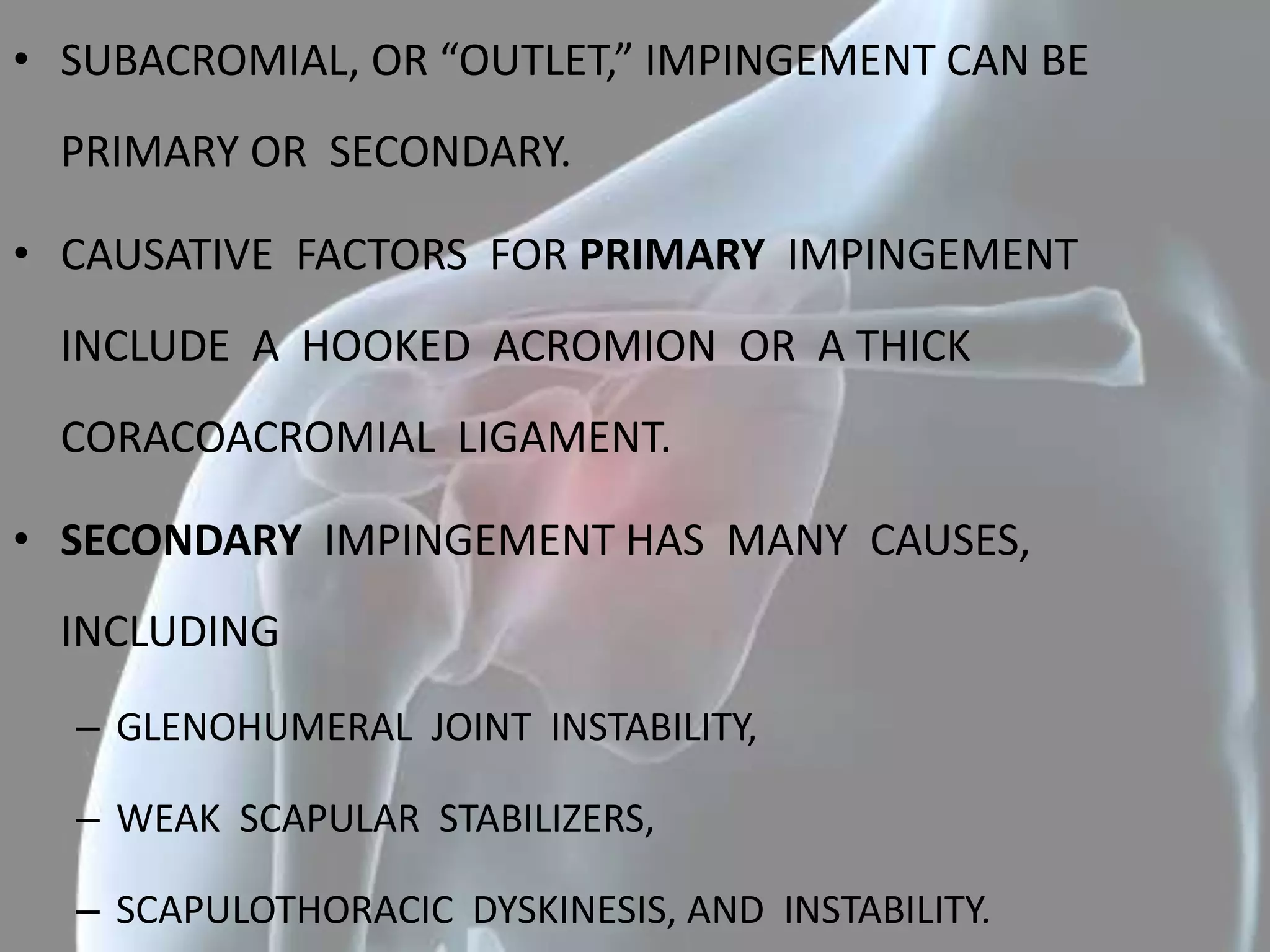 SHOULDER PATHOLOGIES IN YOUNG ACTIVE PERSONS | PPTX