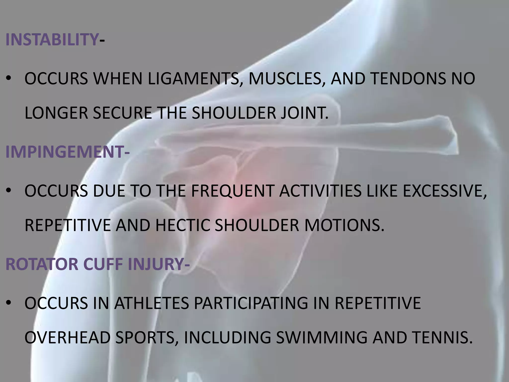 SHOULDER PATHOLOGIES IN YOUNG ACTIVE PERSONS | PPTX