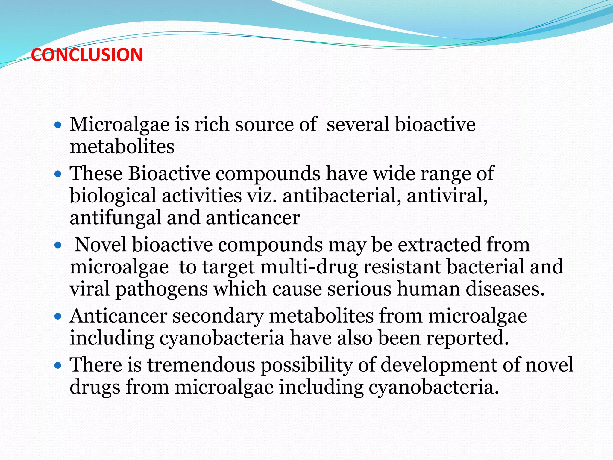 Bioprospecting of Microalgae for Bioactive secondary Metabolites | PPTX