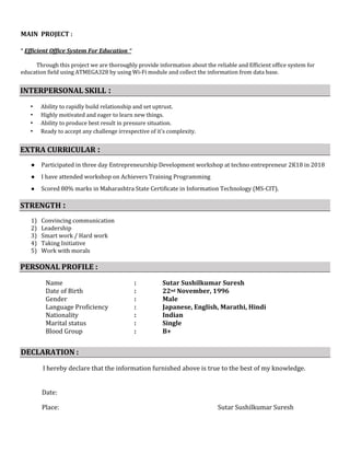 Sushilkumar sutar resume | PDF