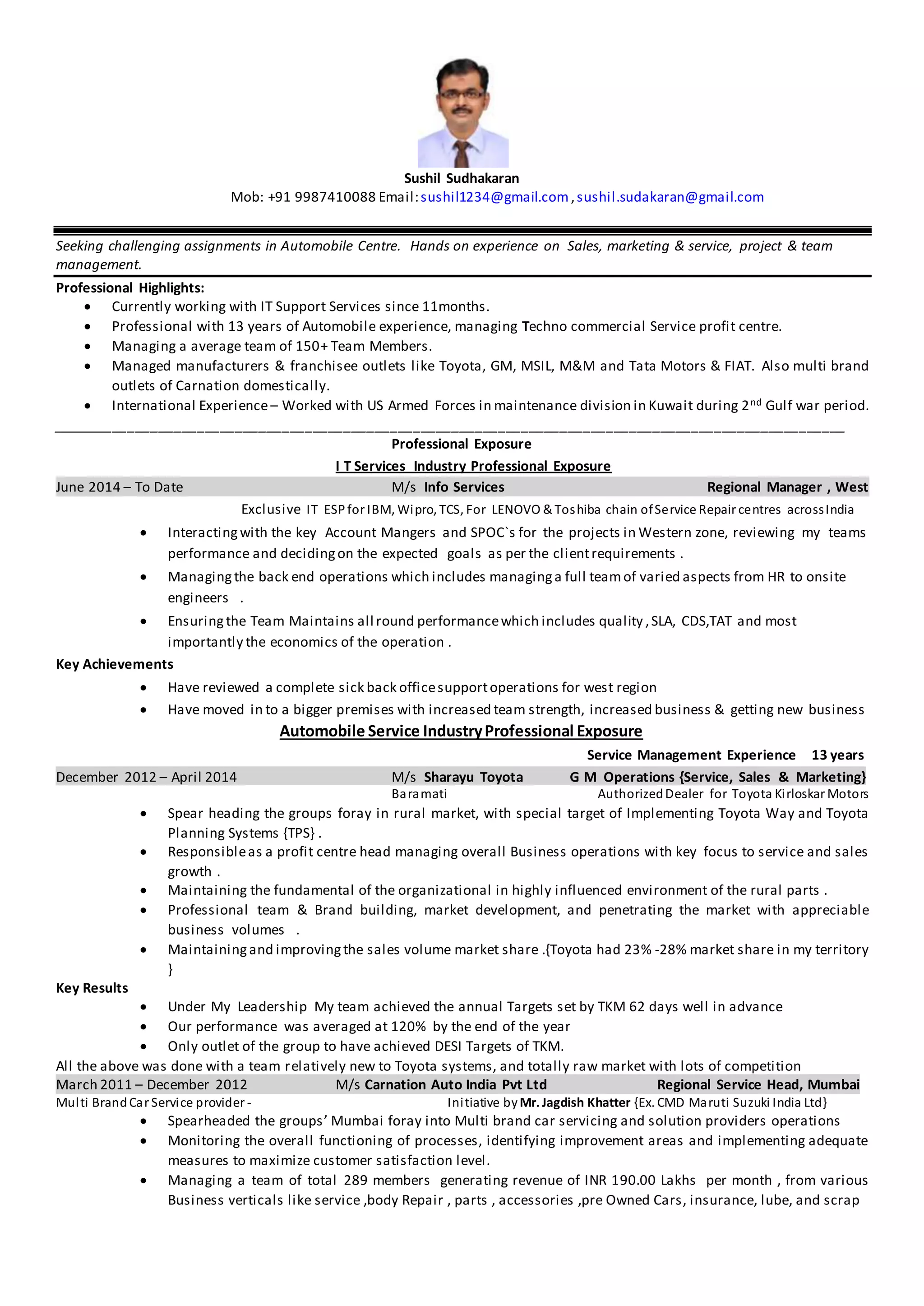 Sushil sudhakaran25042015 | DOCX | Automotive Industry | Industries