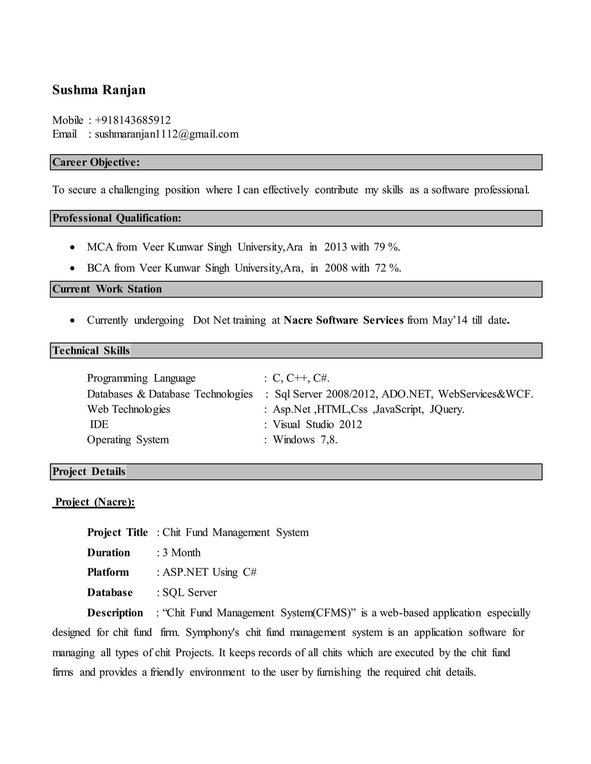 Sushma cv | DOC