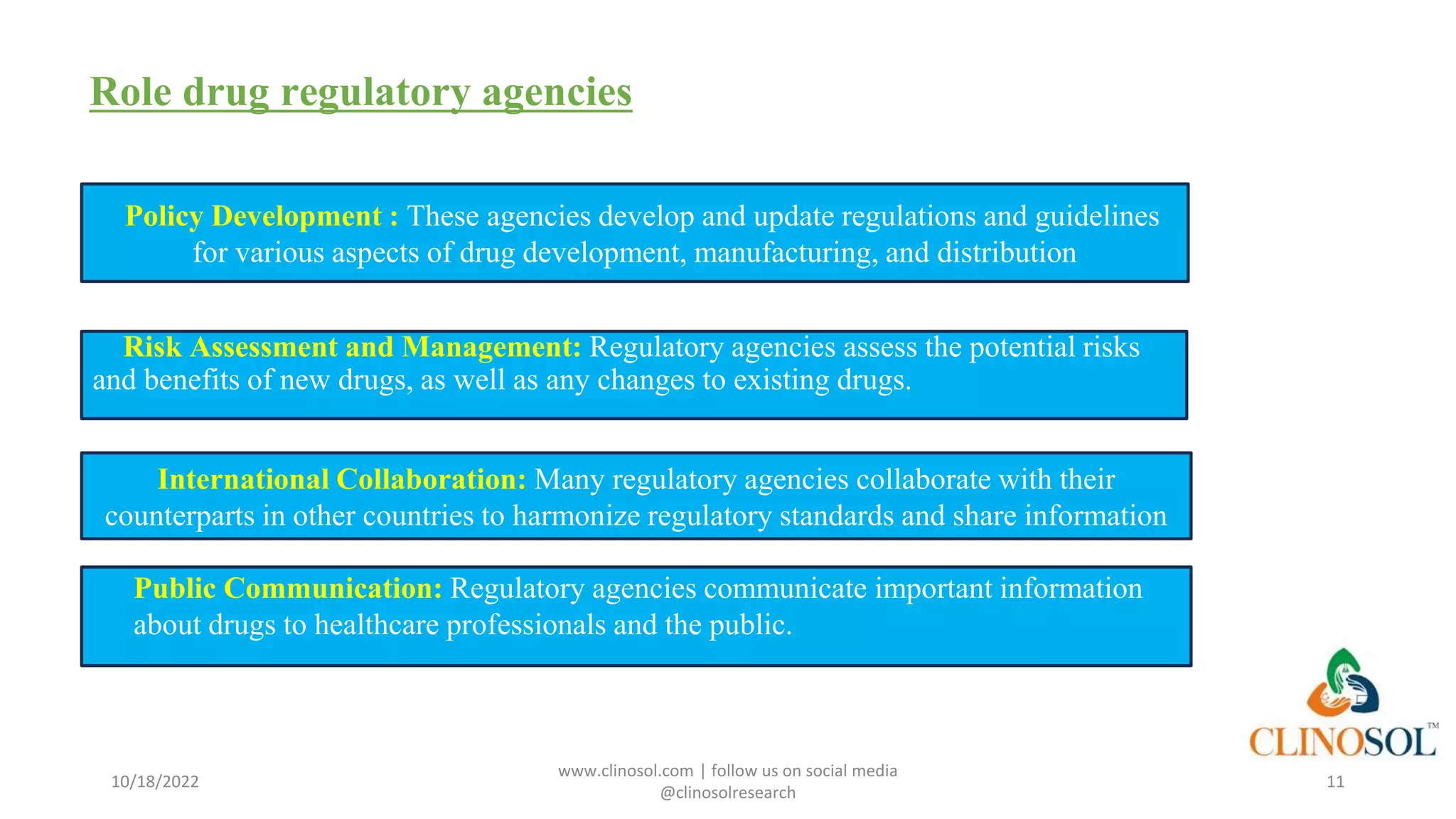 Role of drug regulatory agencies | PPTX