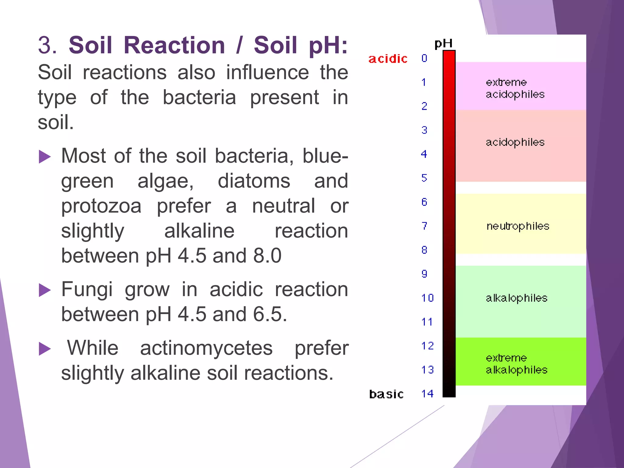 soil characteristics influencing growth and activity of microflora | PPTX