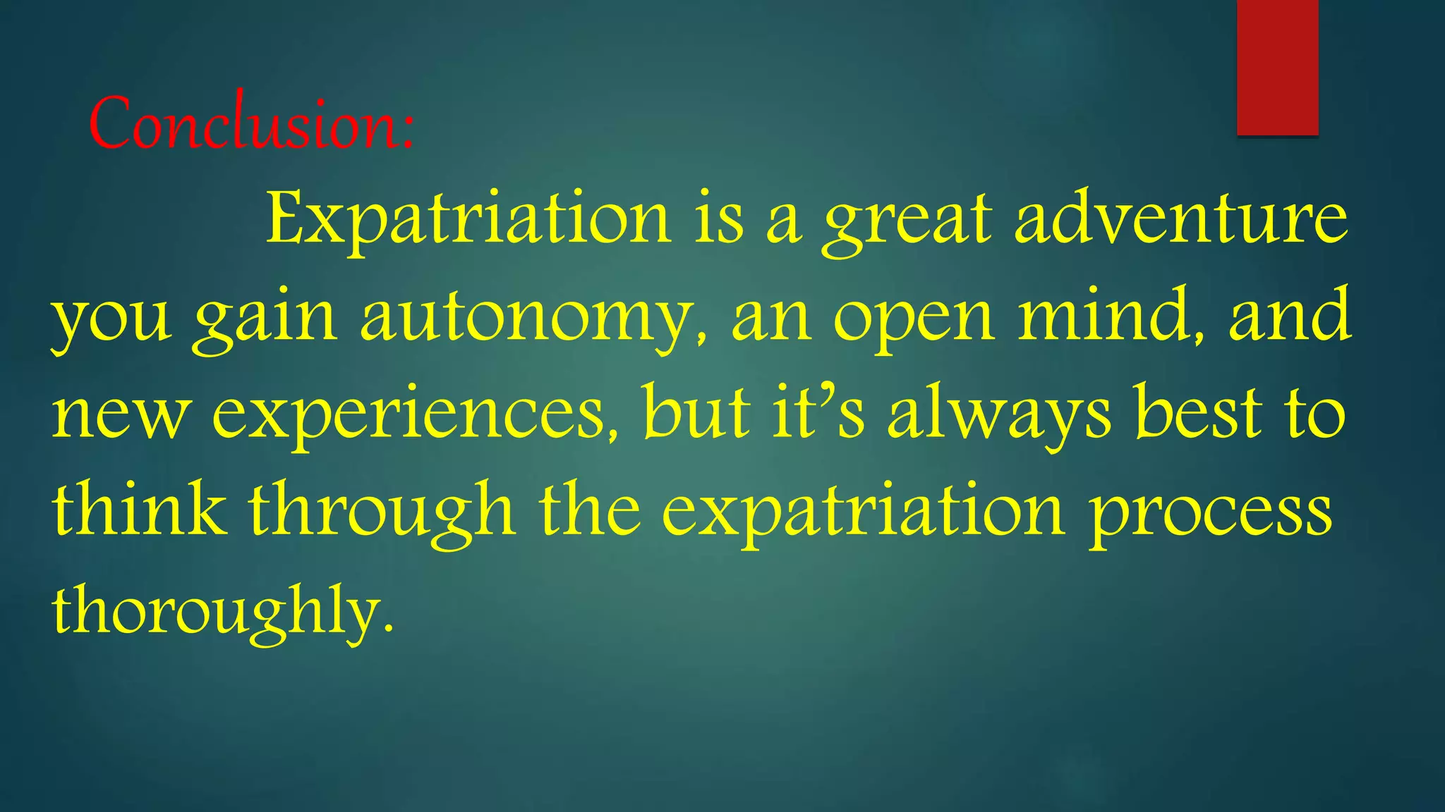 Expatriation, MCN, HCN, and TCN and Explain the process of expatriation ...
