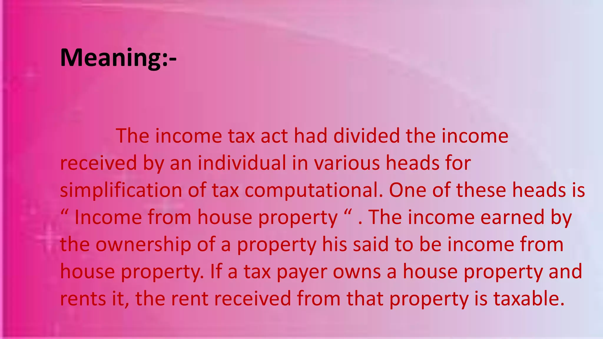 Method of Computation of Income from House Property | PPTX | Personal ...