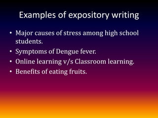 STEPS IN EXPOSITORY WRITING | PPT