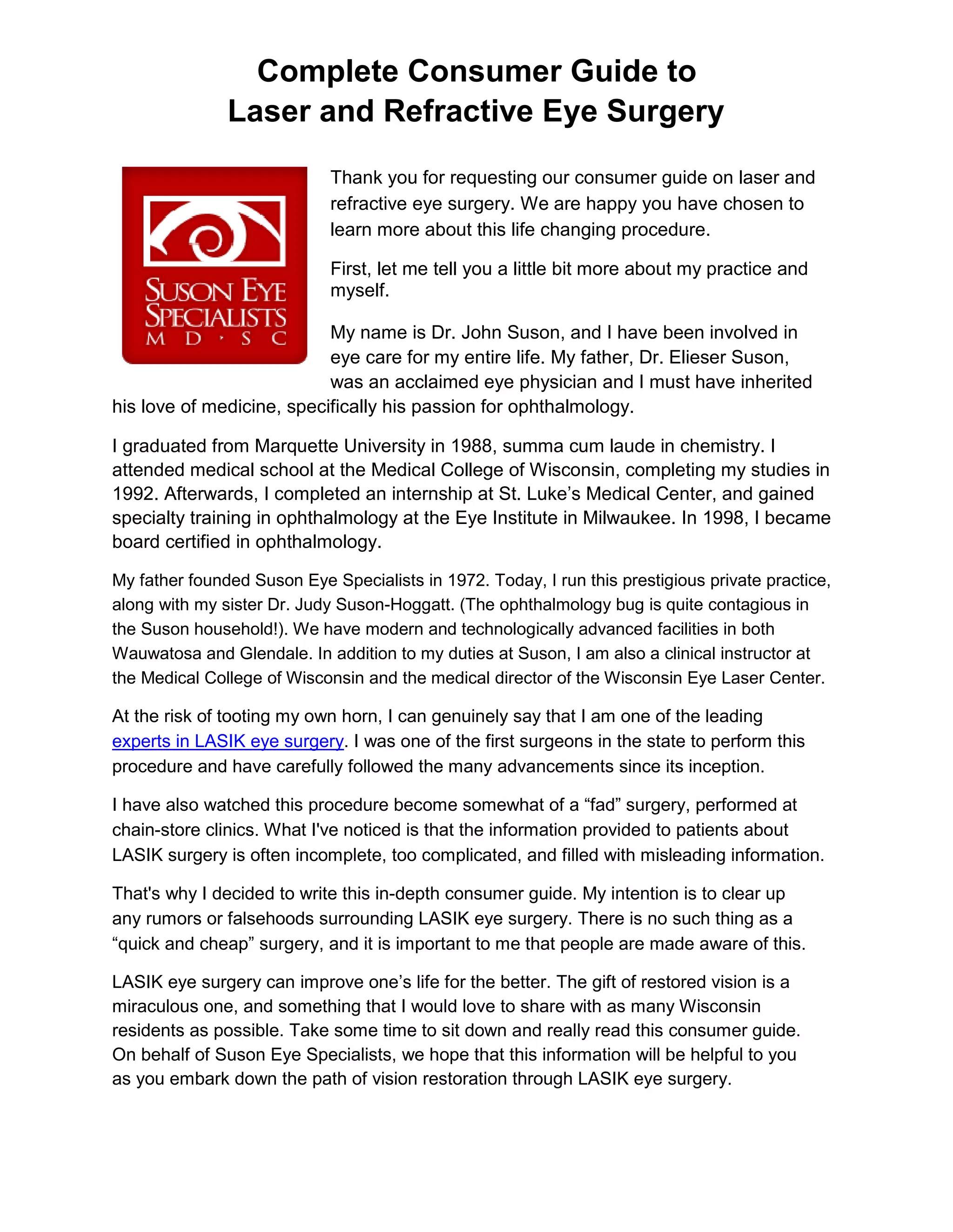 Suson eye specialists_guide_new | PDF | Eye and Vision Conditions ...