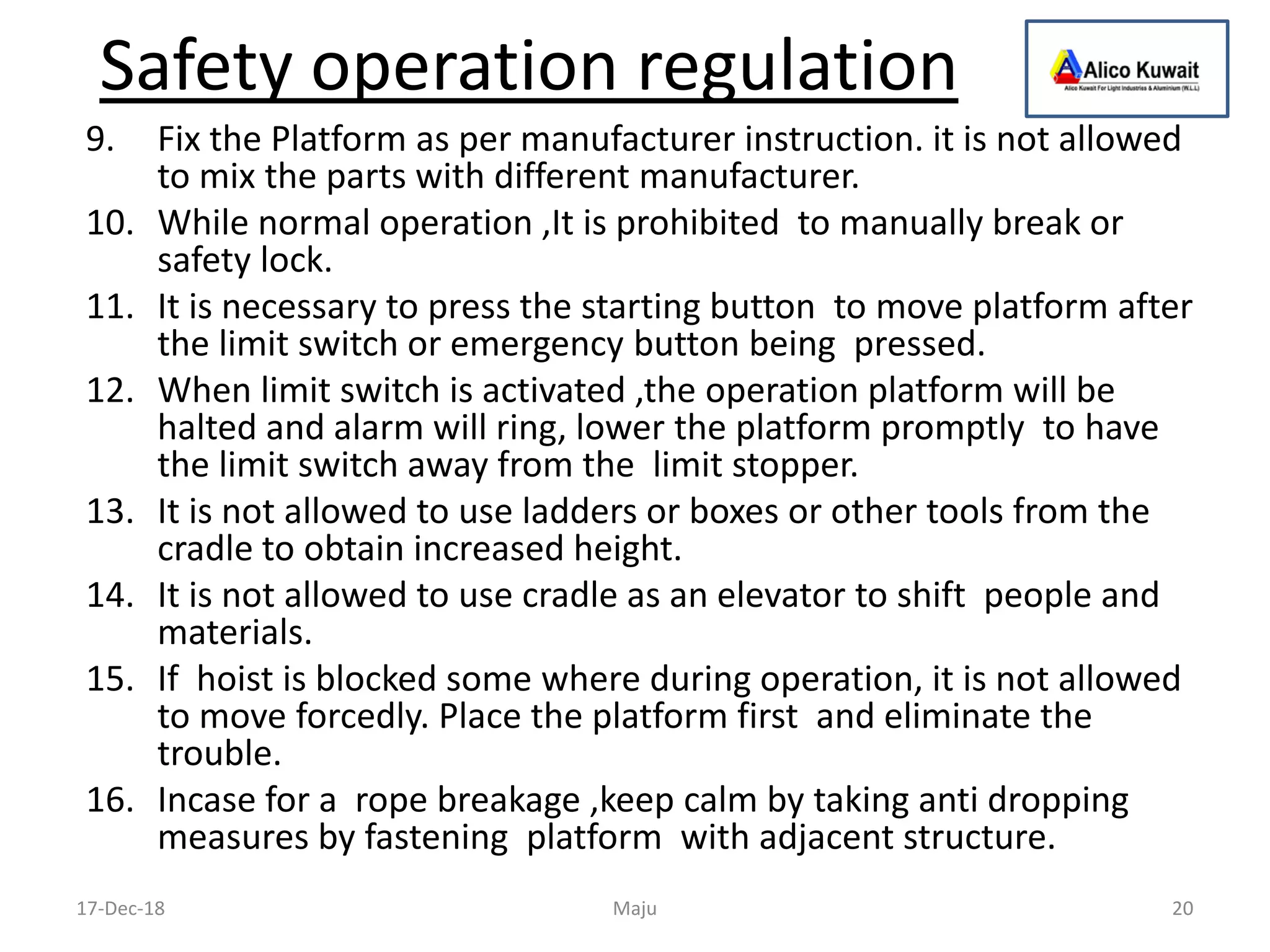 Suspended cradle presentation | PDF