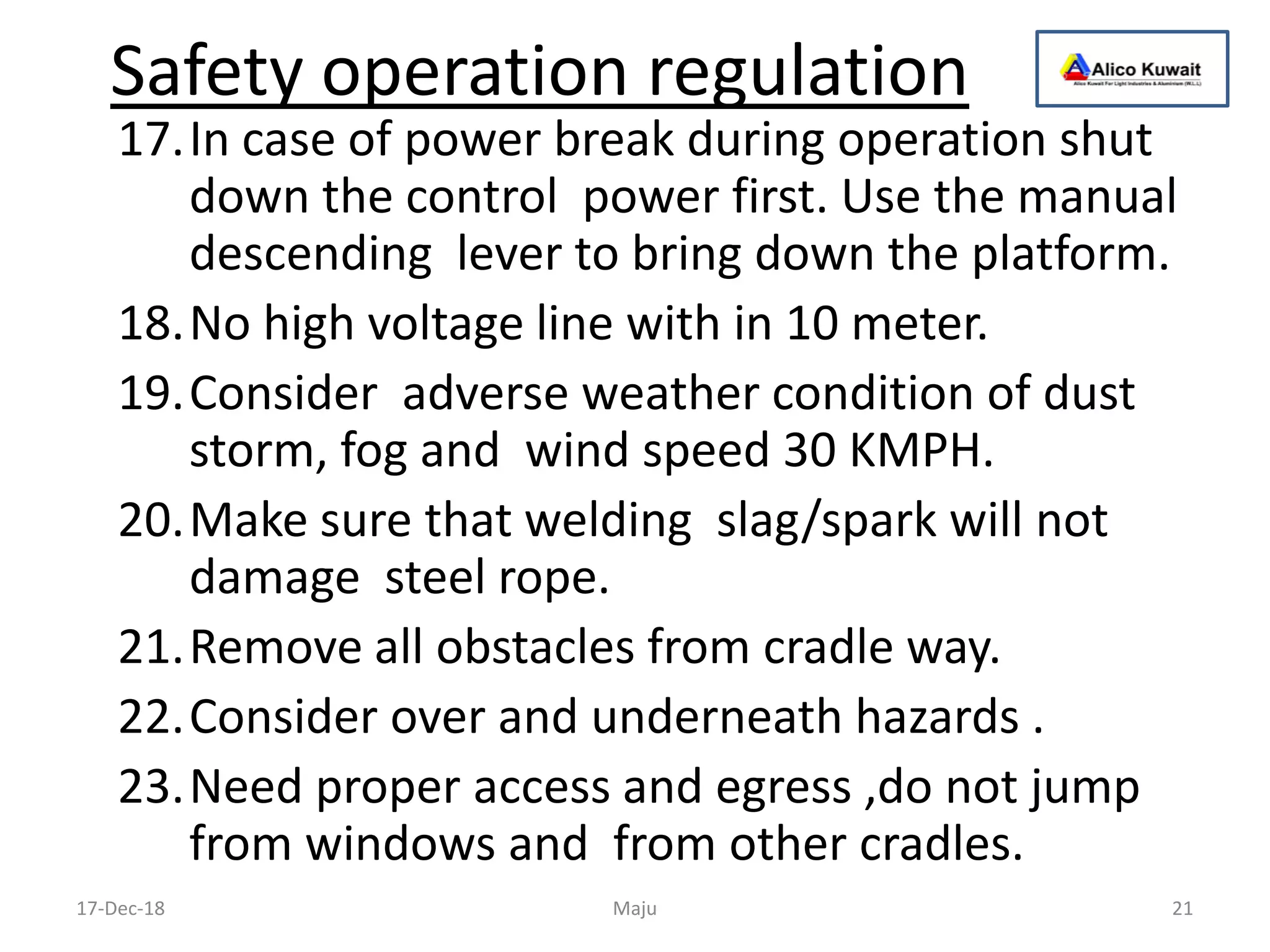 Suspended cradle presentation | PDF