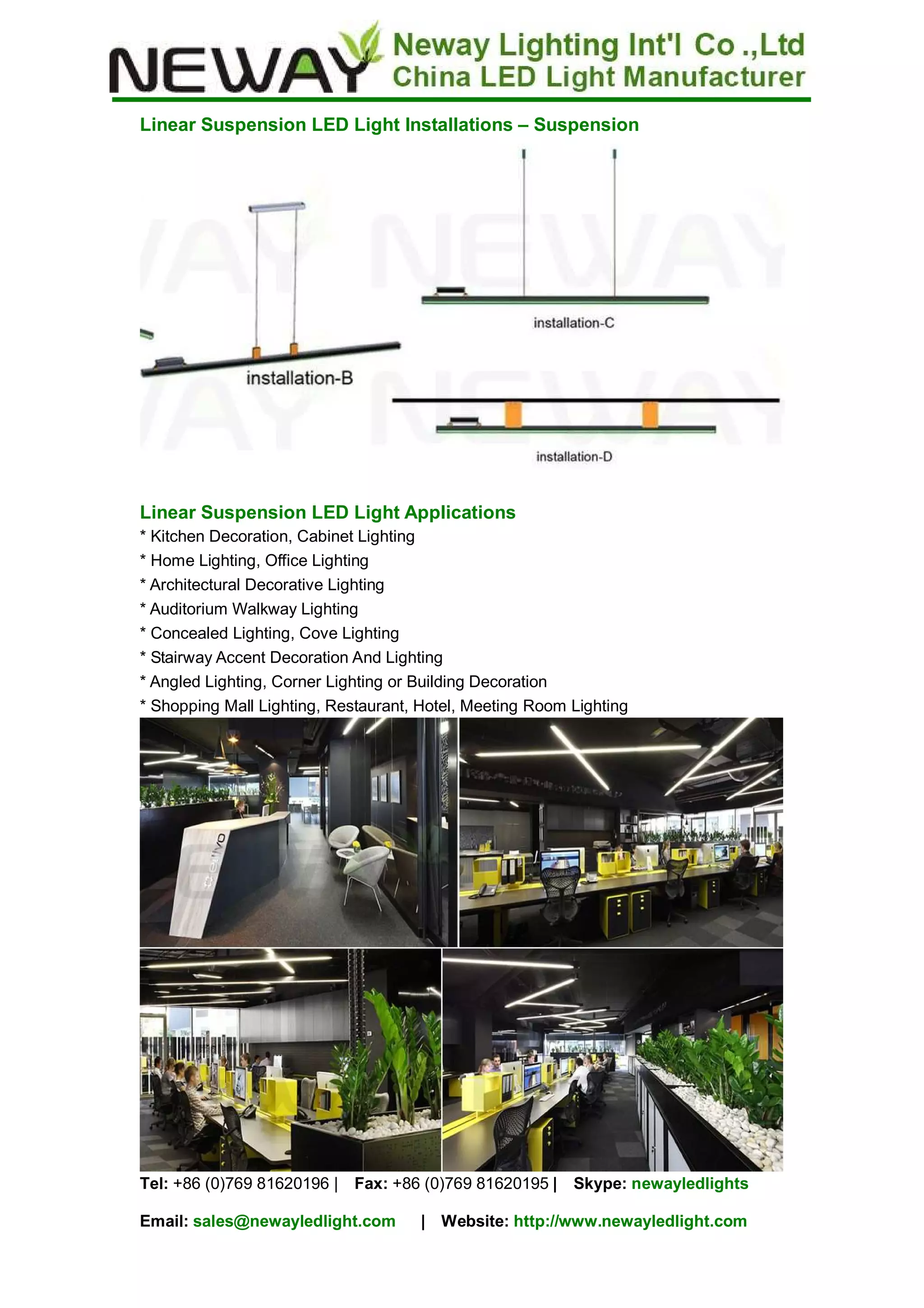 Suspended linear light fixture, linear suspended fluorescent lighting ...