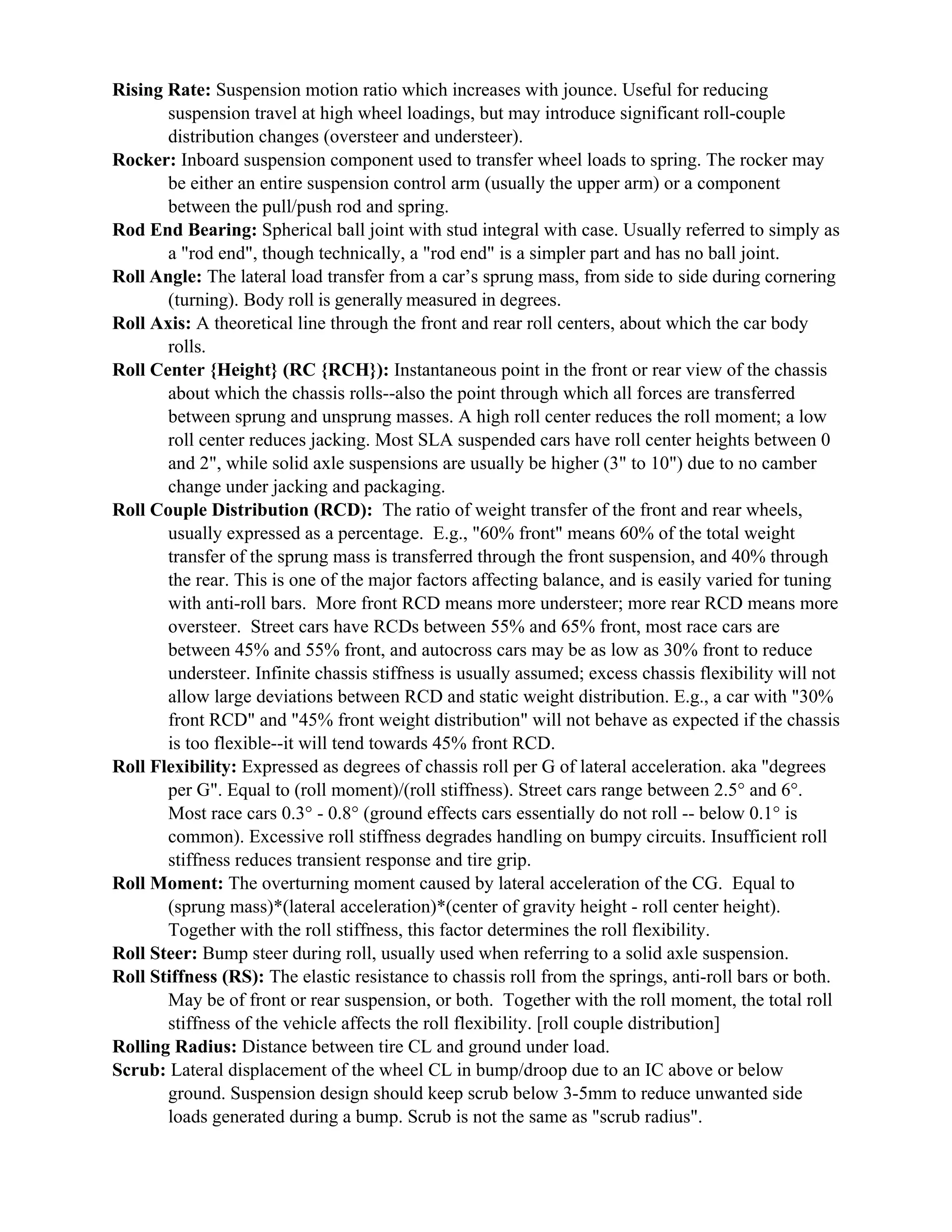 Suspension and Chassis_Glossary | PDF