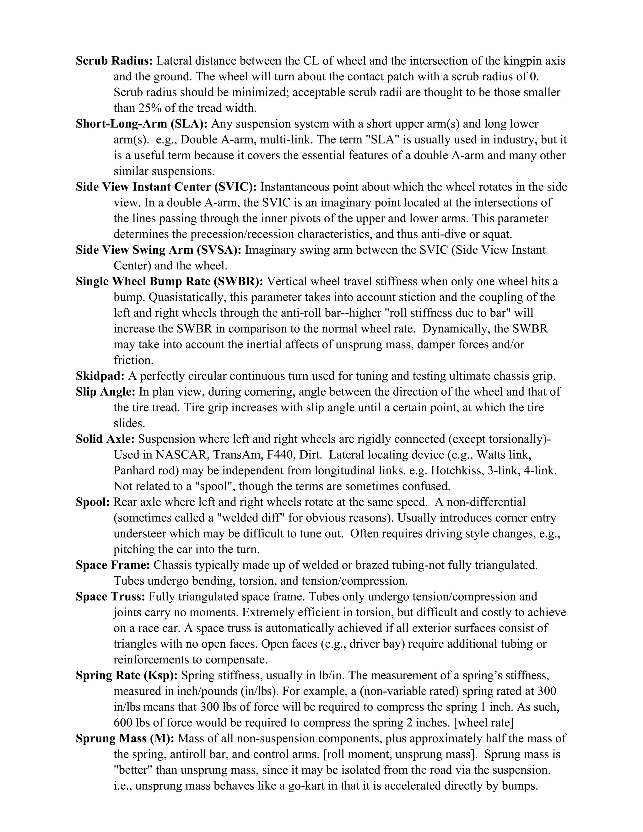 Suspension and Chassis_Glossary | PDF