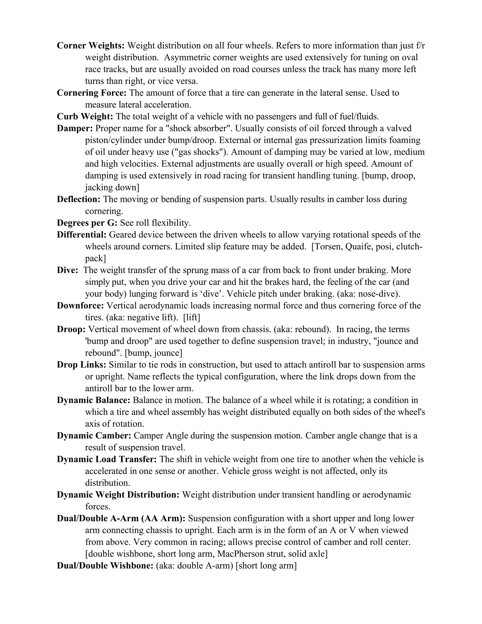 Suspension and Chassis_Glossary | PDF