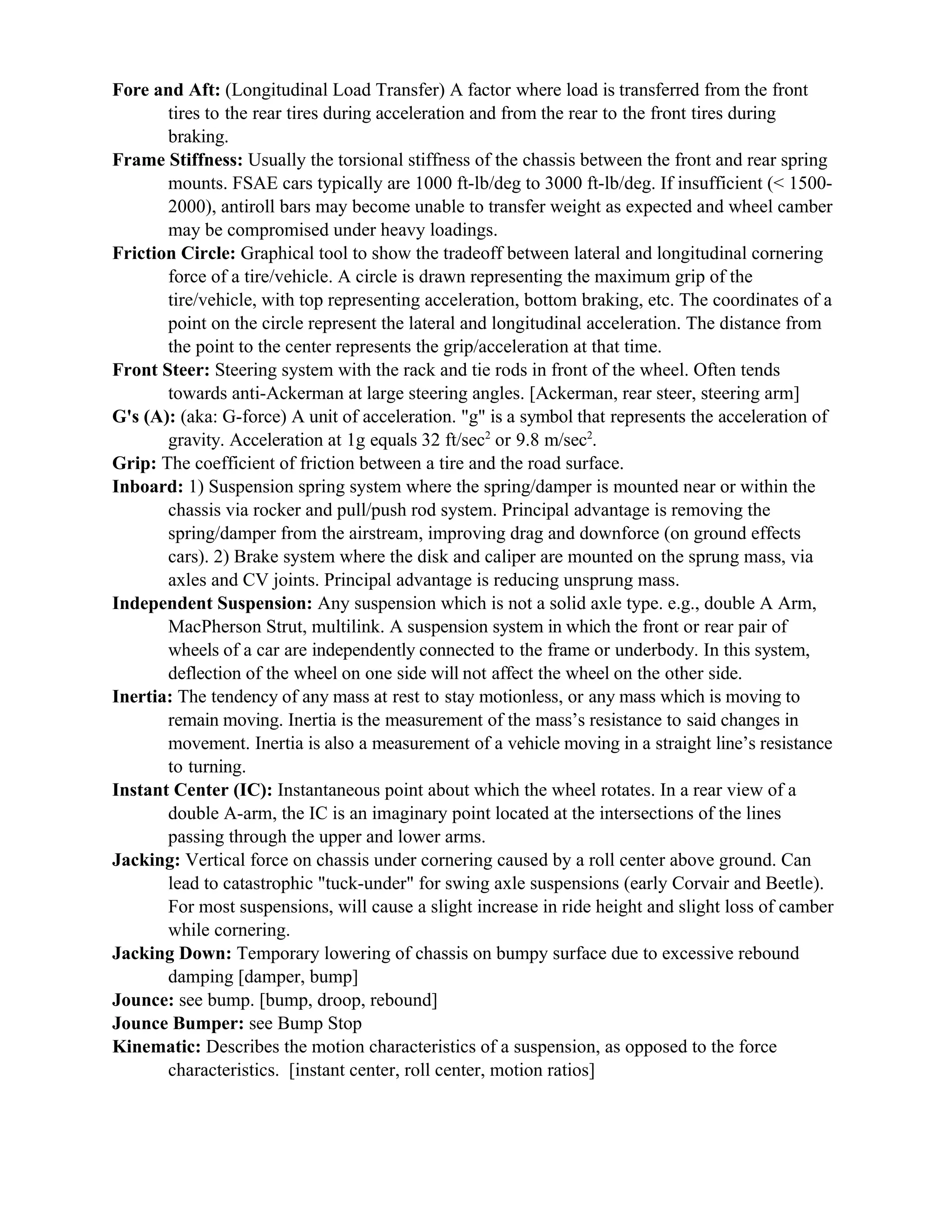 Suspension and Chassis_Glossary | PDF