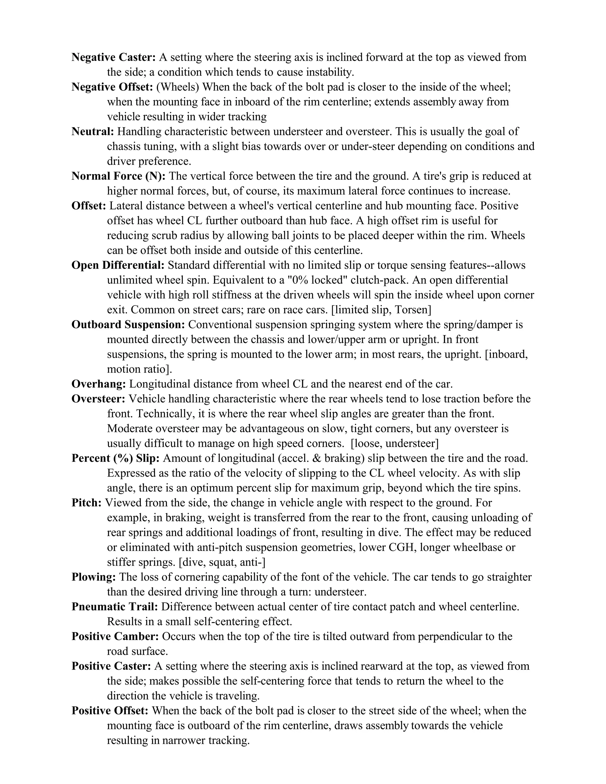 Suspension and Chassis_Glossary | PDF