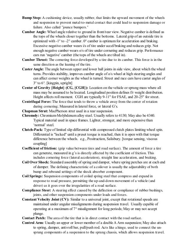 Suspension and Chassis_Glossary