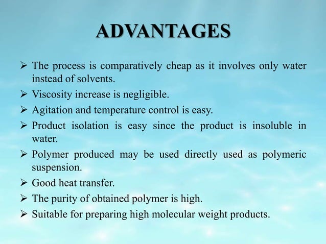 Suspension polymerization | PPTX | Chemistry | Science