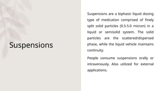 SUSPENSIONS classification of Suspension | PPT