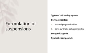 SUSPENSIONS classification of Suspension | PPTX