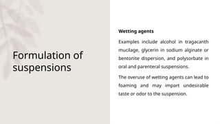 SUSPENSIONS classification of Suspension | PPTX
