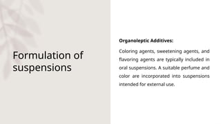 SUSPENSIONS classification of Suspension | PPTX