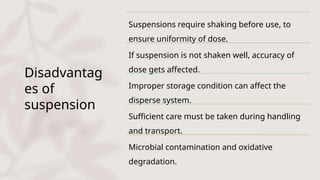 SUSPENSIONS classification of Suspension | PPTX