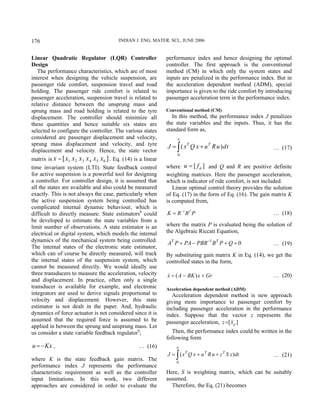 Suspension state space controller design-lqr | PDF