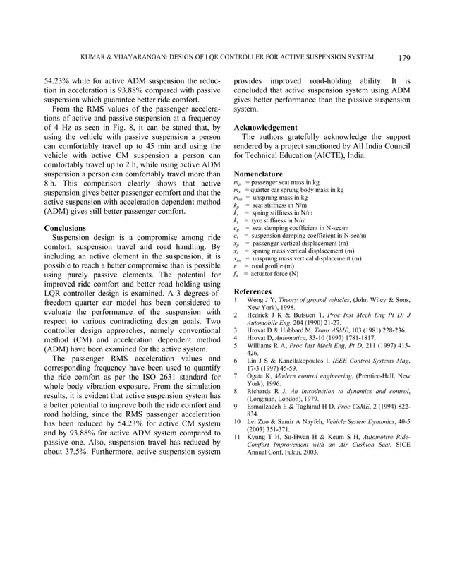 Suspension state space controller design-lqr | PDF