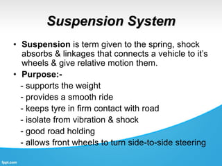 Suspension, steering & braking system | PPT