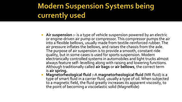 Presentation on Suspension system | PPTX | Physics | Science