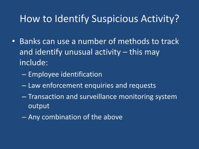 Understanding Its Suspicious Activity Reporting (SAR) Requirement | PPT