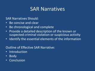 Understanding Its Suspicious Activity Reporting (SAR) Requirement | PPT