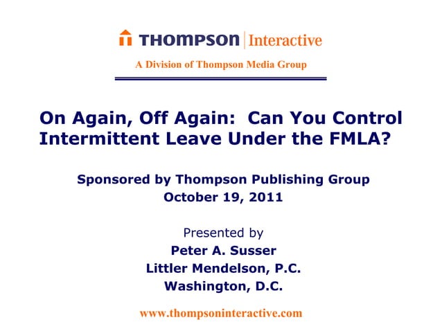 Controlling Intermittent Leave under the FMLA | PPT | Careers