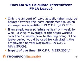 Controlling Intermittent Leave under the FMLA | PPT