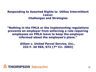 Controlling Intermittent Leave under the FMLA | PPT