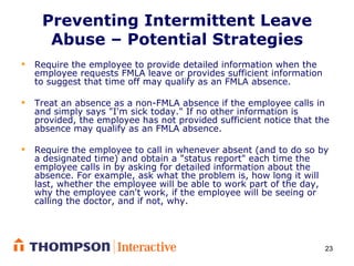 Controlling Intermittent Leave under the FMLA | PPT