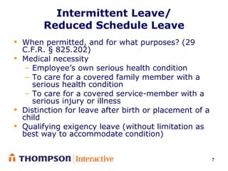 Controlling Intermittent Leave under the FMLA | PPT