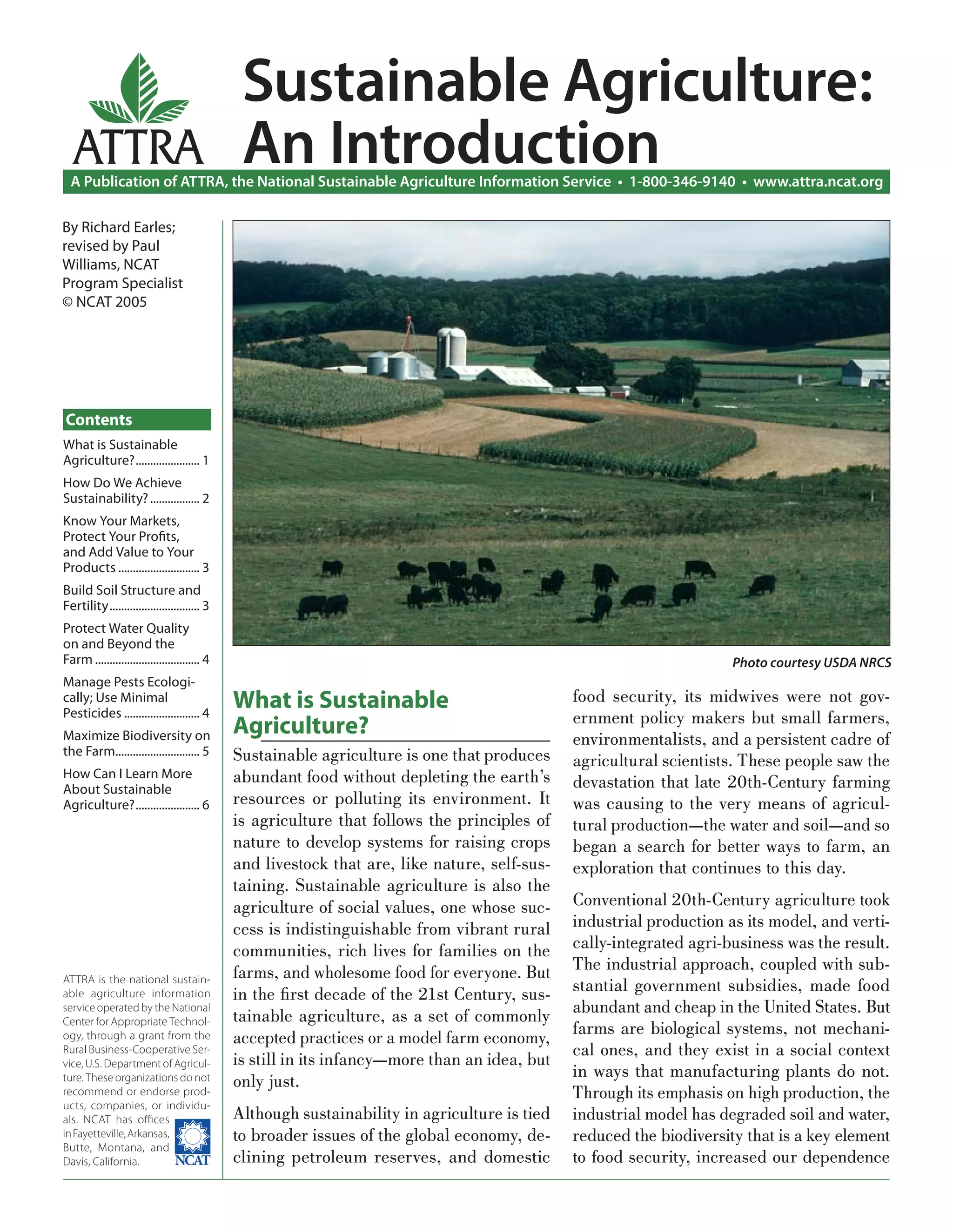 Sustainable Agriculture: An Introduction | PDF