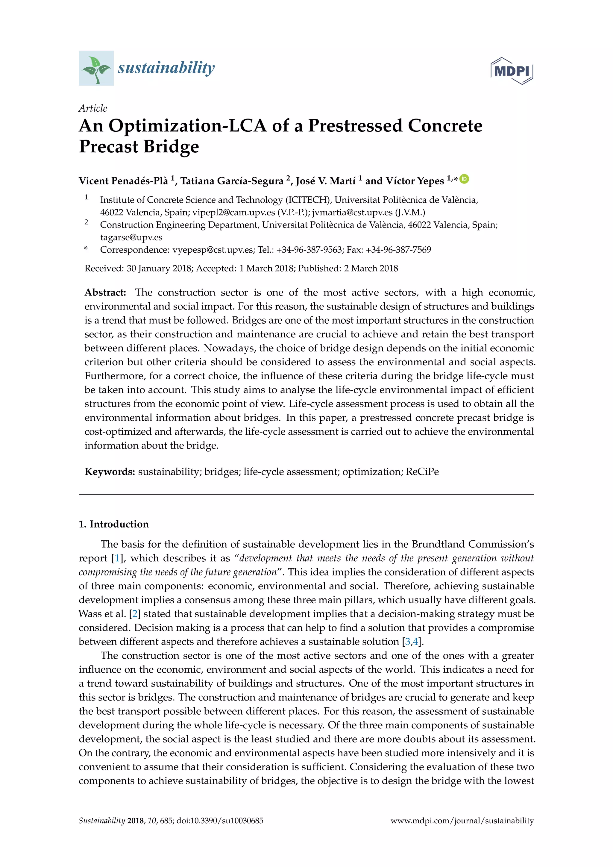An Optimization-LCA of a Prestressed Concrete Precast Bridge | PDF