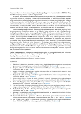 Sustainable Urban Transport Development with Stakeholder Participation, an AHP-Kendall Model: A ...